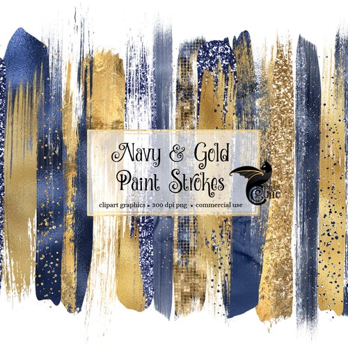 Black and Gold Brush Strokes Clipart With Black Glitter and - Etsy