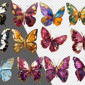 Painted Butterflies Clipart, Gold Foil Butterfly Clipart, Butterfly ...