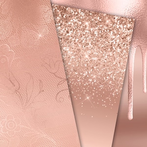 Rose Gold Bling Digital Paper, Glitter and Foil Backgrounds With ...