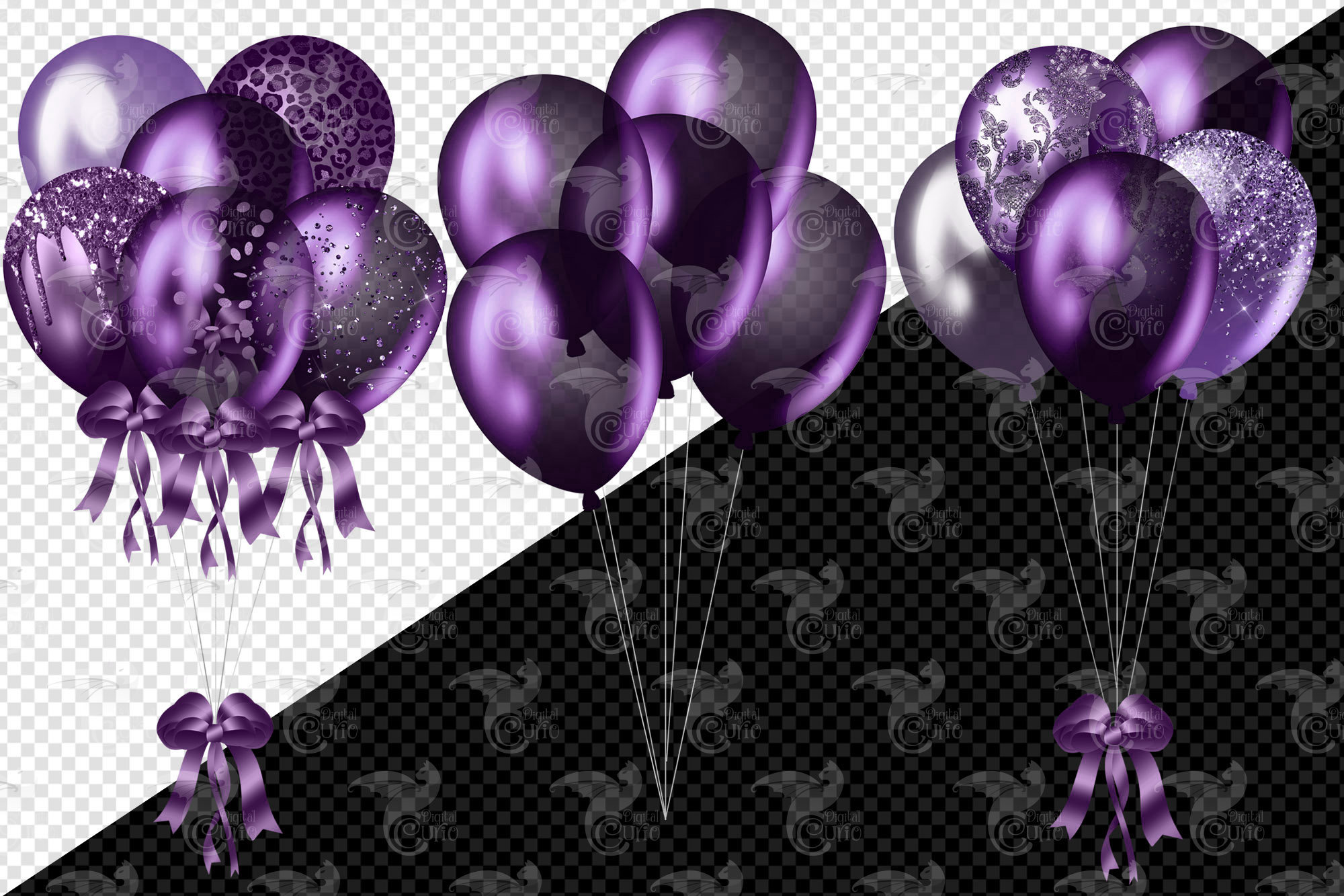 Purple Balloons Clipart - Digital Clip Art Graphics for Party ...