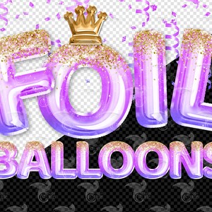 Purple Princess Foil Balloon Alphabet Clip Art - Gold Glitter Crown ...