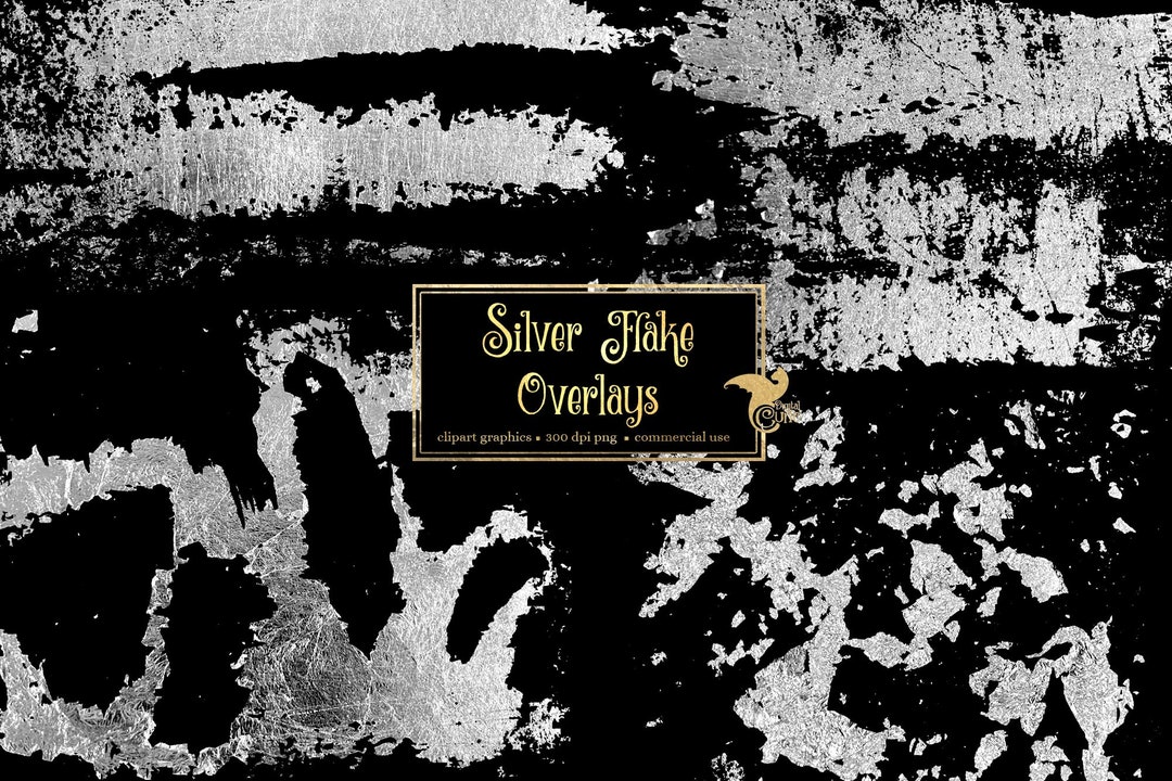 Silver Flake Overlays – Faux Foil Clipart, Shimmery Texture (PNG ...