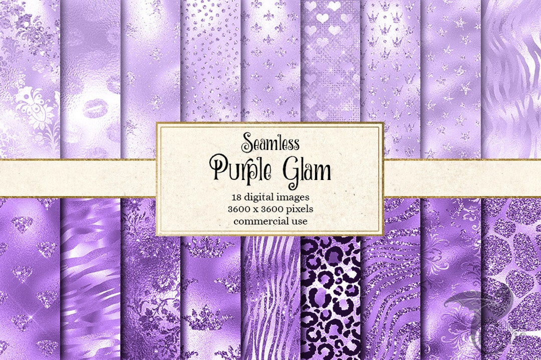 Purple Glam Digital Paper, Seamless Purple Glitter Purple Foil Textures ...