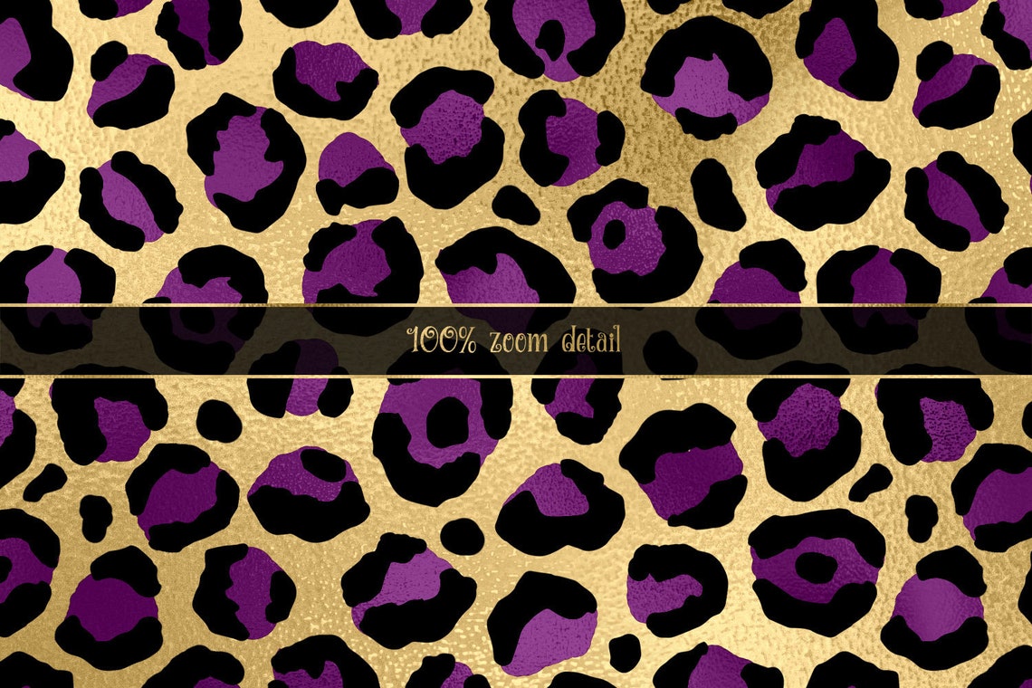 Purple and Gold Leopard Digital Paper Seamless Leopard Spot - Etsy