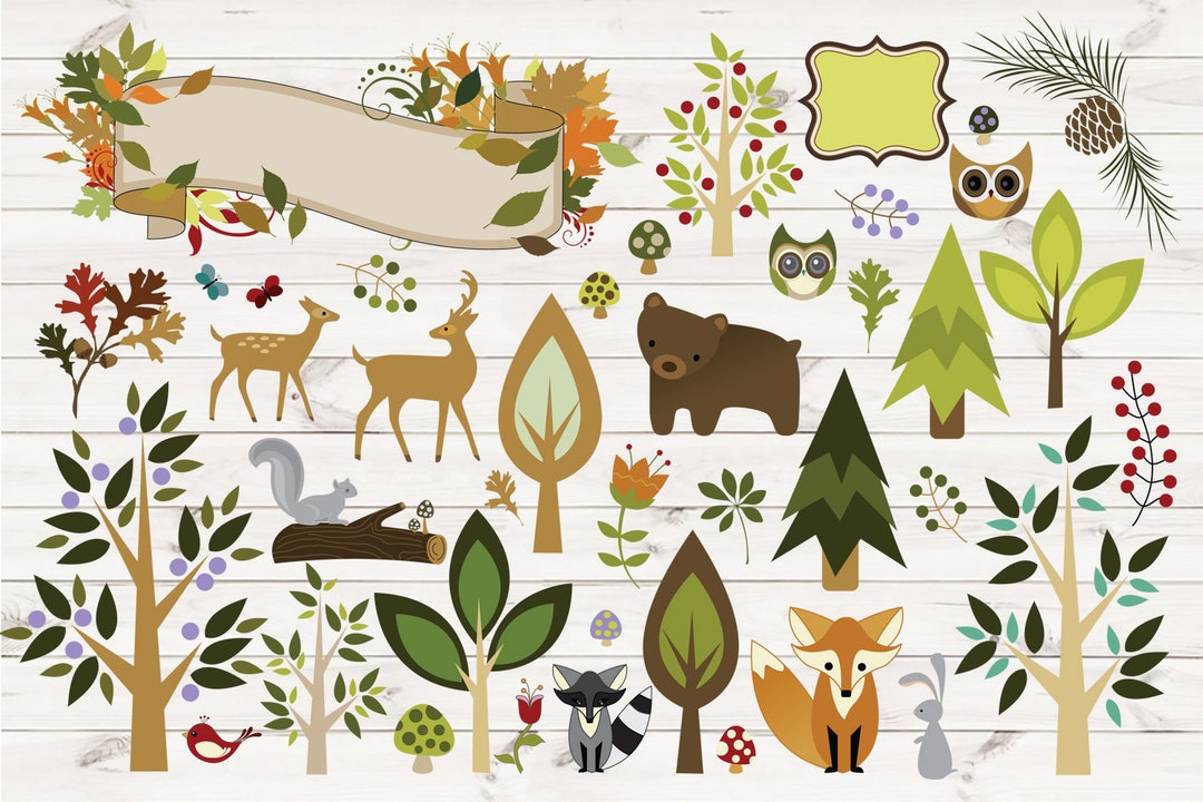 Woodland Forest Animals Clipart, PNG, Vector Clipart, Woodland Clip Art ...