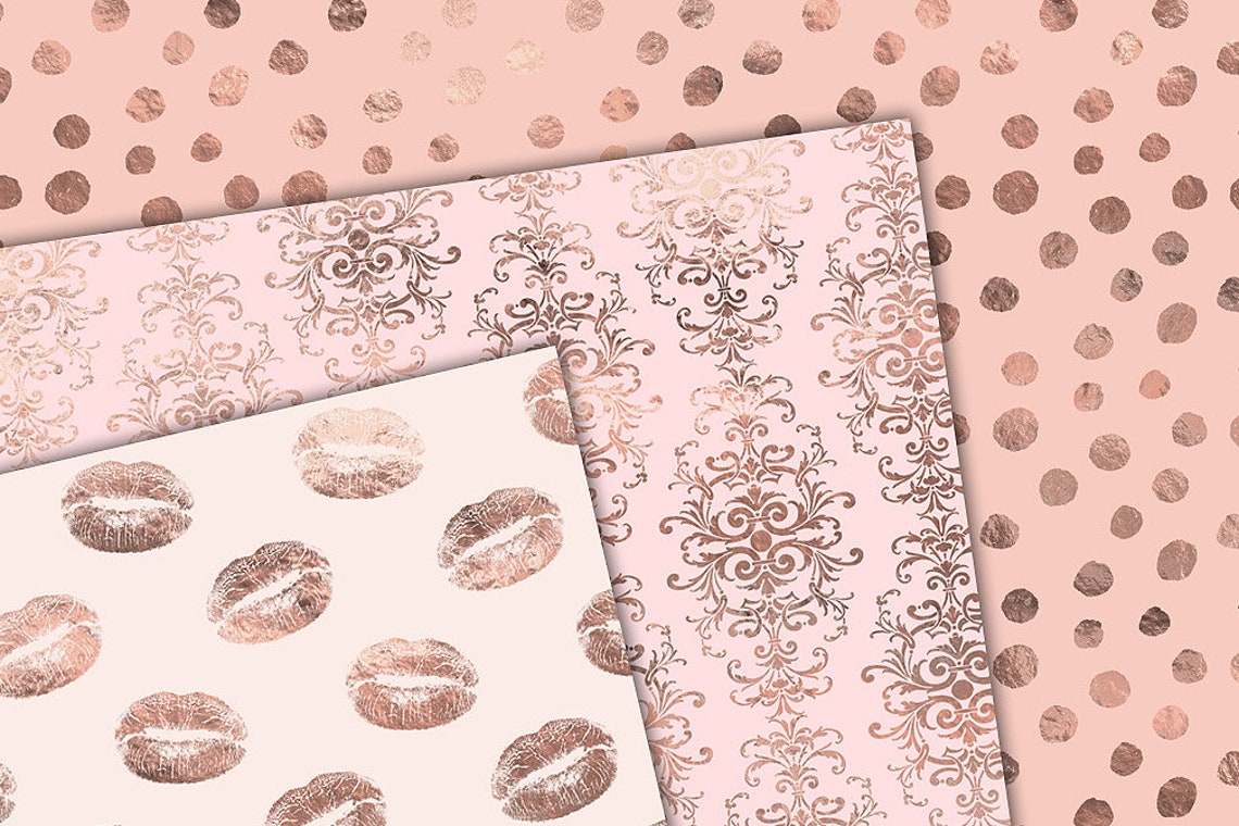 Rose Gold and Blush Digital Paper Seamless Pink and Rose Gold | Etsy