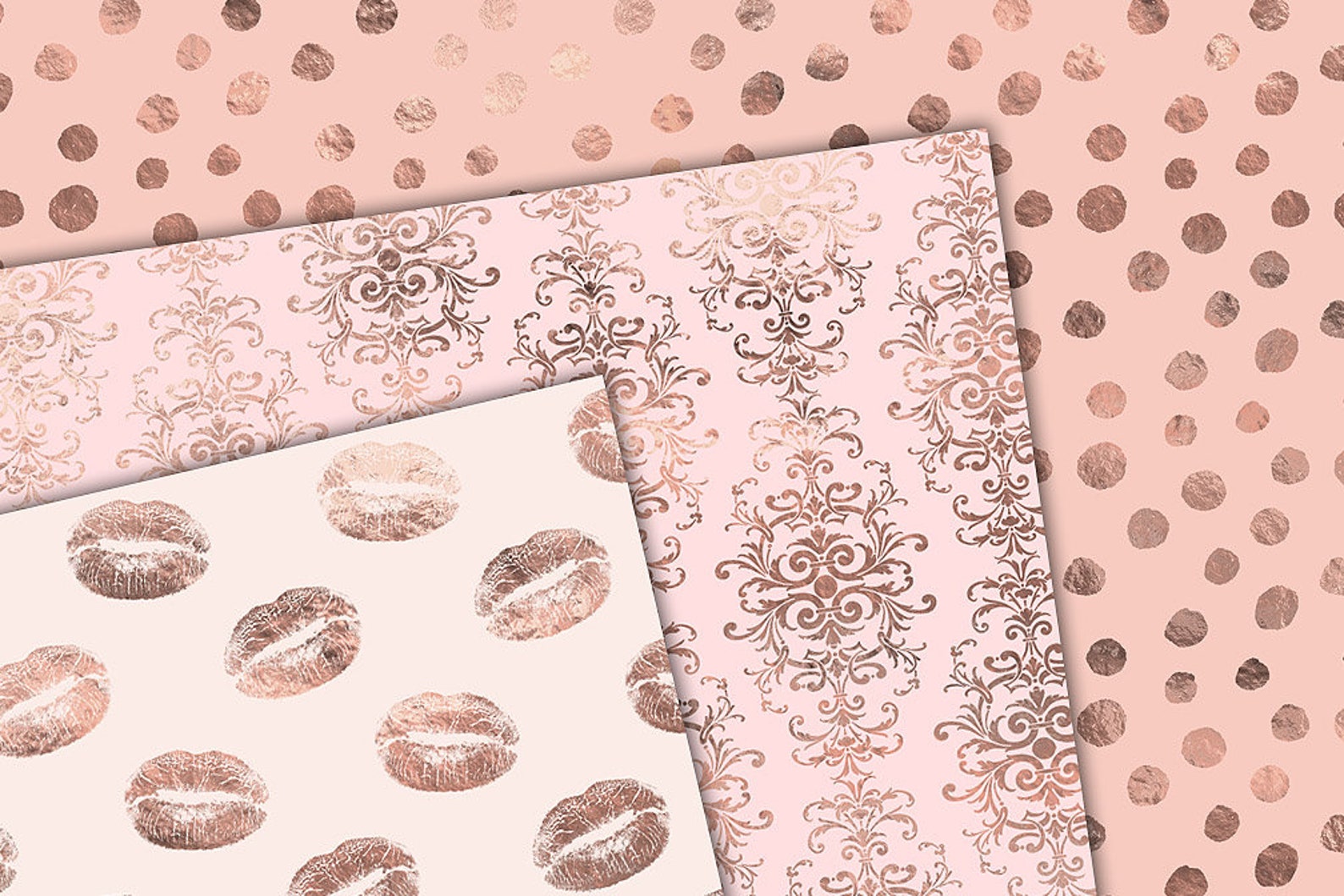 Rose Gold and Blush Digital Paper Seamless Pink and Rose Gold | Etsy