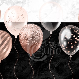 Rose Gold Balloons Clipart - Party Clip Art Balloons and Spiral ...