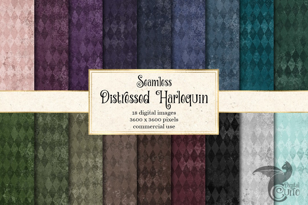 Distressed Harlequin Digital Paper, Gothic Grunge, Scrapbook (digital ...