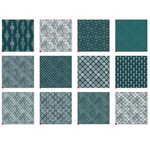 Teal and Silver Art Deco Digital Paper, Seamless Deco Patterns in ...