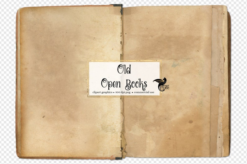 Vintage Open Book PNG Images – Antique Digital Graphics (commercial Use ...