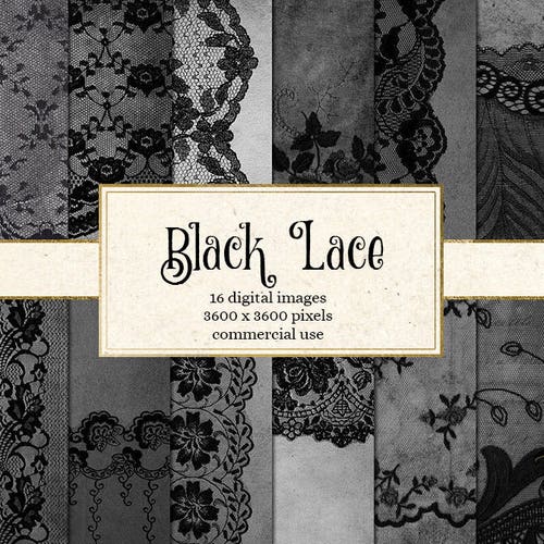 Black Lace Digital Paper Lace Backgrounds Victorian Gothic - Etsy