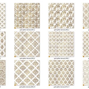 Gold Glitter Damask Overlays, Seamless Gold Patterns in PNG Format With ...