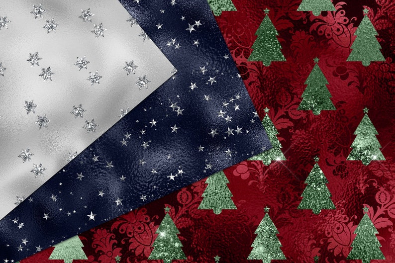 Christmas Glam Digital Paper, Glitter Foil Scrapbook (digital Download ...