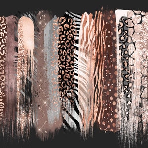 Rose Gold Safari Brush Strokes Clipart, With Glitter and Foil in ...