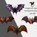 Embroidered Bats Clipart Halloween Cute Embroidery Vampire Bats PNG ...