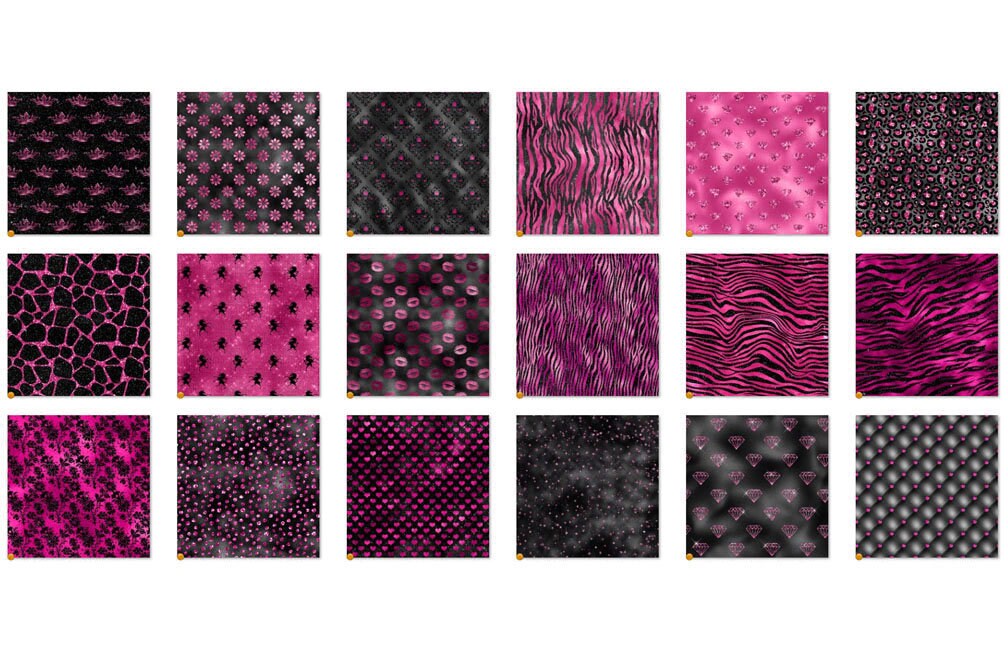 Bright Pink and Black Glam Digital Paper Seamless Black and - Etsy