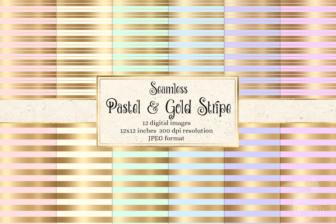 Pastel and Gold Stripes Digital Paper - Seamless Rainbow Luxury Glam ...