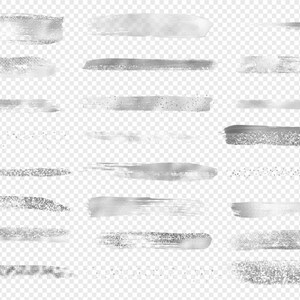 Silver Paint Strokes Clipart, With Silver Glitter and Silver Foil in ...