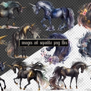 Watercolor Night Unicorn Clipart, Fantasy Clip Art Graphics PNG Clip ...