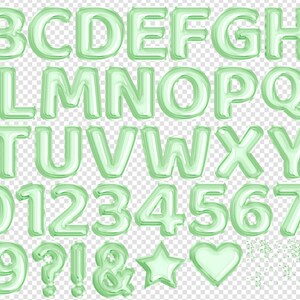 Mint Green Foil Balloon Alphabet Clip Art - Digital Instant Download ...