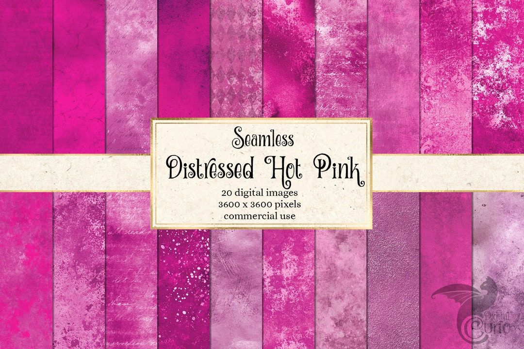 Seamless Distressed Hot Pink Textures, Digital Paper Textures, Grunge ...
