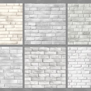 White Brick Textures Digital Paper, Seamless Rustic Brick Wall Digital ...