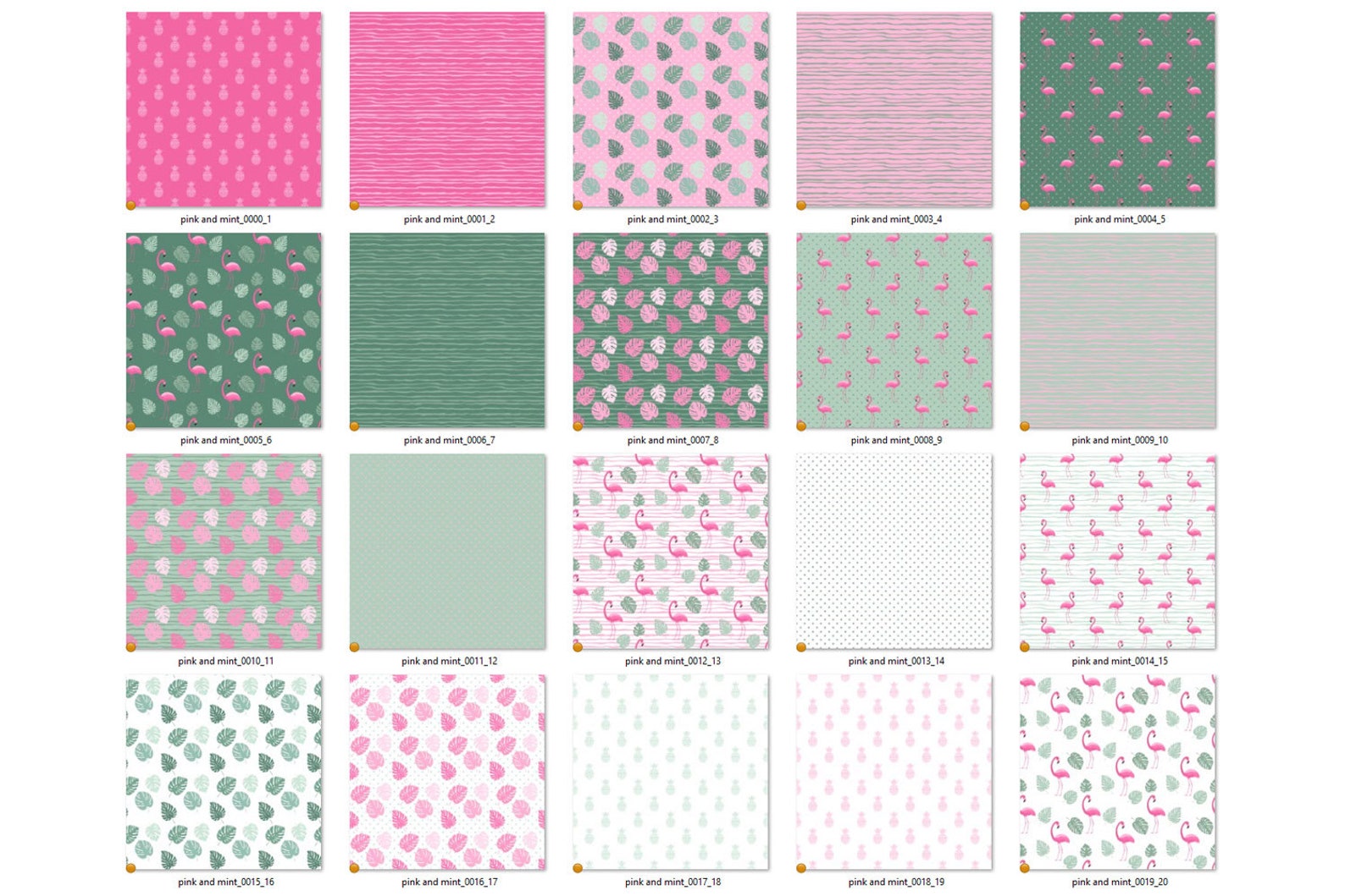 Pink and Mint Flamingo Digital Paper, Tropical Patterns (digital ...
