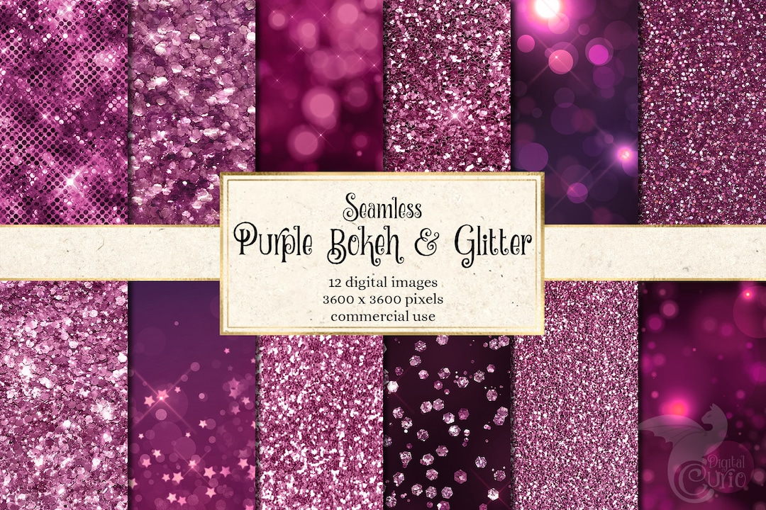 Purple Bokeh and Glitter Digital Paper - Seamless Textures With Sparkle ...