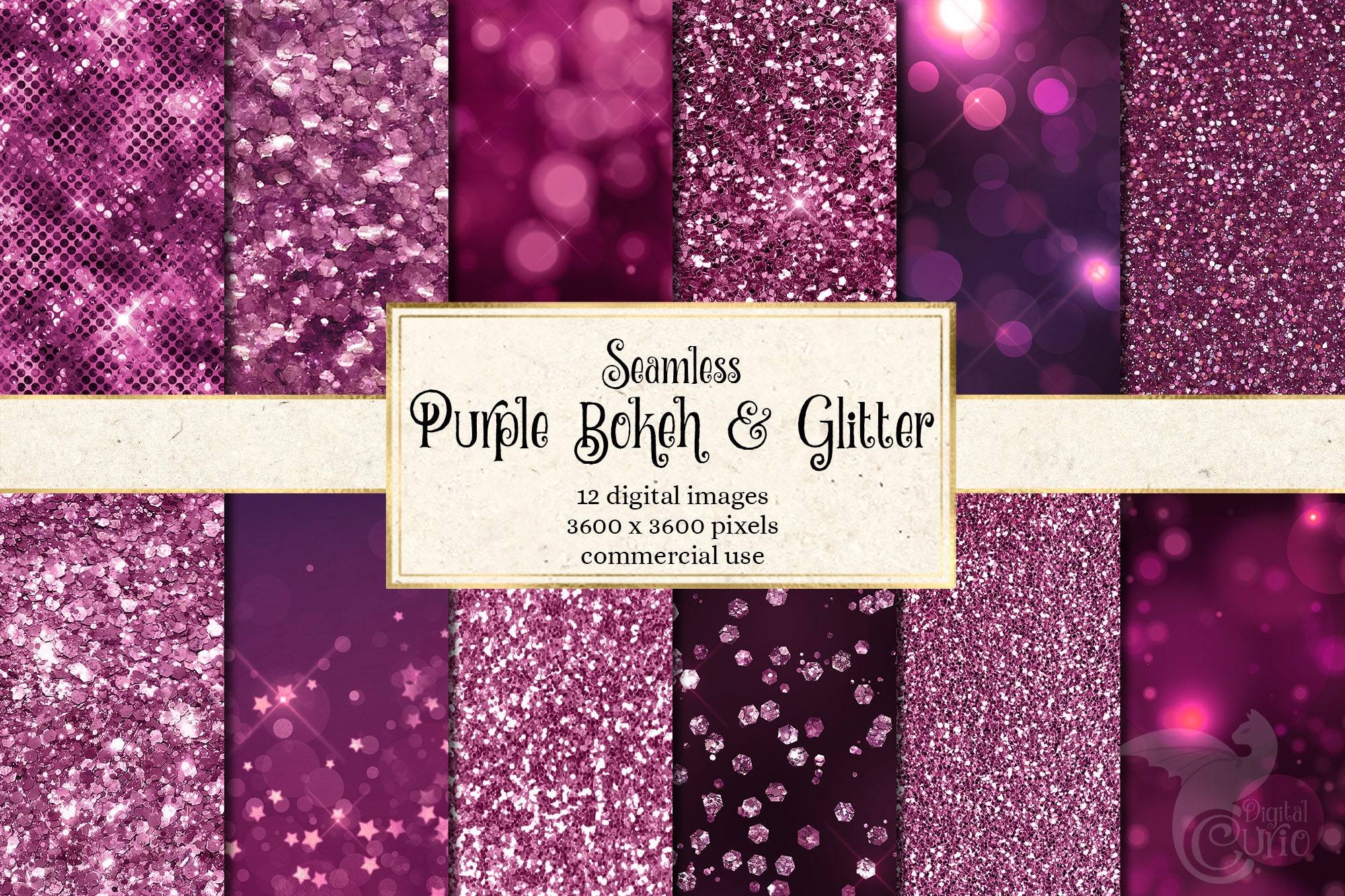 Purple Bokeh and Glitter Digital Paper Seamless Textures - Etsy