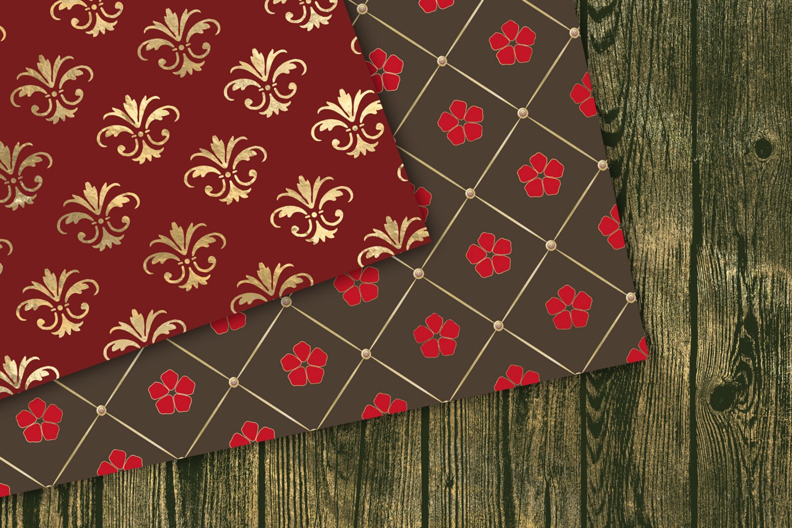 Golden Apple Digital Paper Seamless Apple Patters in Red and - Etsy