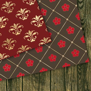 Golden Apple Digital Paper, Seamless Apple Patters in Red and Gold for ...