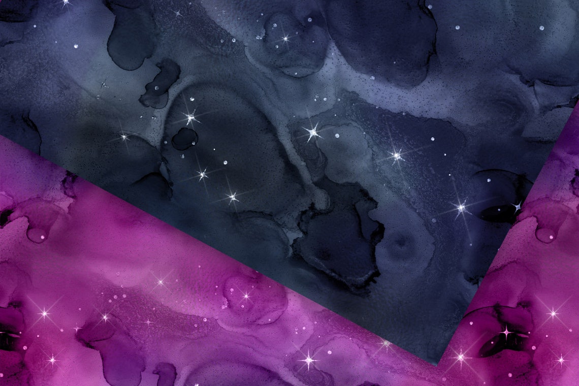 Watercolor Galaxy Digital Paper, Seamless Star Patterns (digital ...