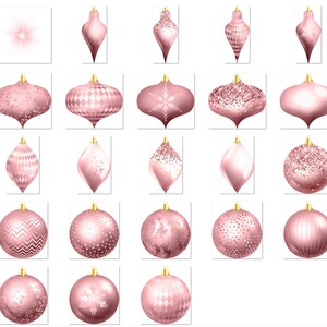 Pink Christmas Ornaments Clipart, Glitter Baubles (digital Download) - Etsy