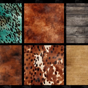 Western Textures Digital Paper, Seamless Cowboy Textures Digital Paper ...