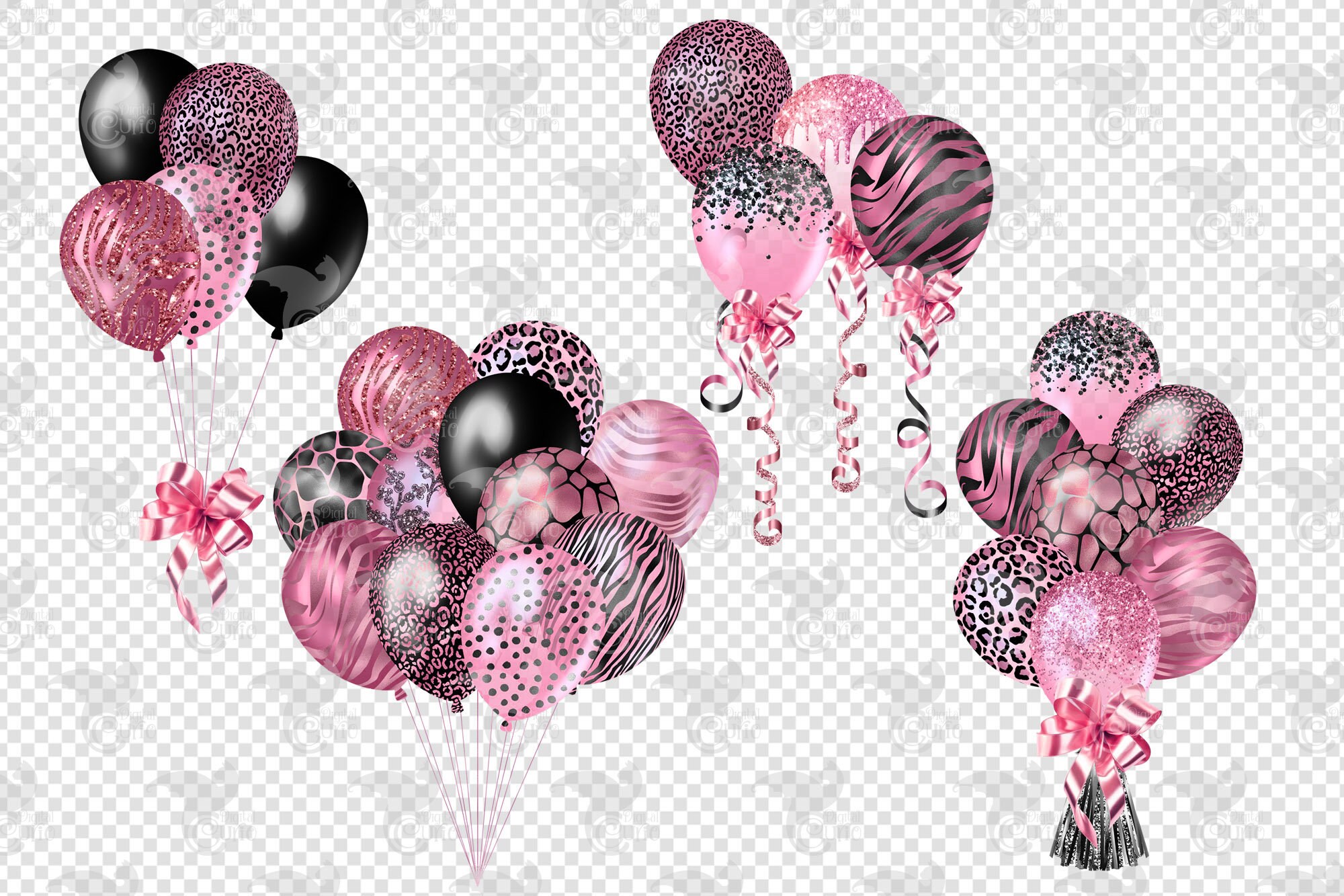Pink and Black Safari Balloons Clipart, PNG (digital Download) - Etsy