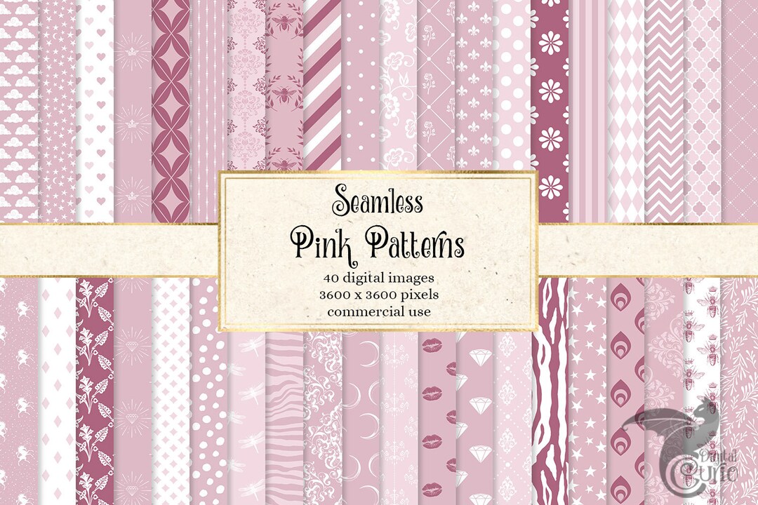 Pink Digital Paper, 40 Pink Patterns in Seamless Format for ...