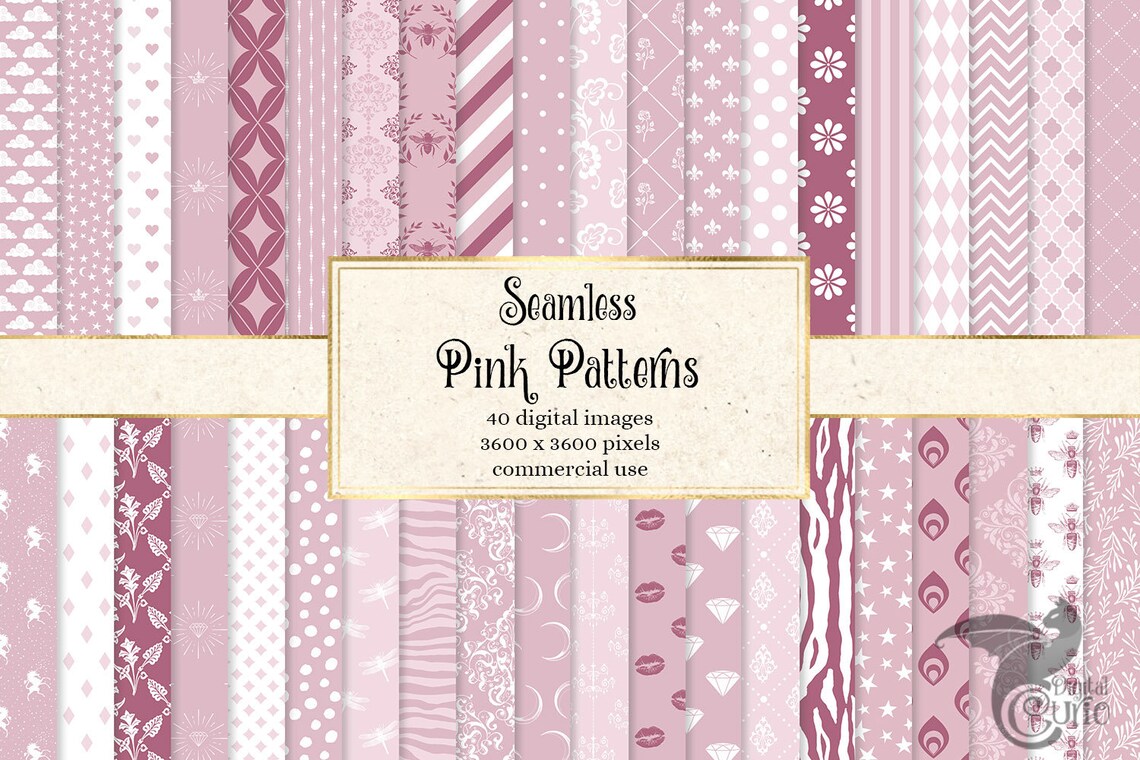 Pink Digital Paper 40 Pink Patterns in Seamless Format for - Etsy