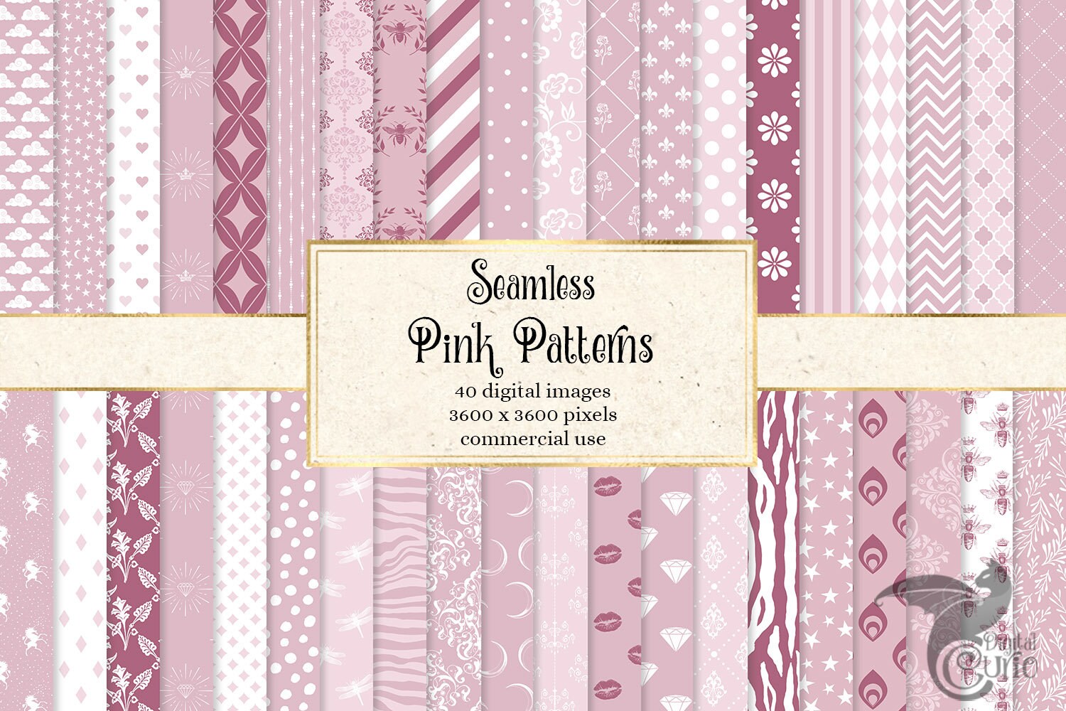 Pink Digital Paper 40 Pink Patterns in Seamless Format for | Etsy