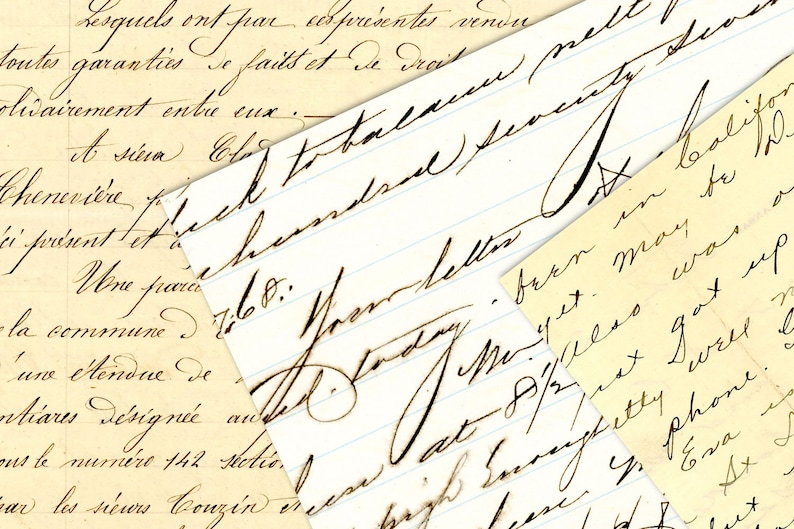 Antique Letters Digital Paper, Vintage Handwritten Love Letters and ...