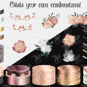 Rose Gold Cakes Clipart, Glam Wedding or Bridal Shower Cake Clip Art ...