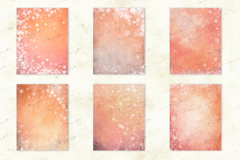 Peachy Snowflake Digital Paper, Scrapbook Journal Pages (digital ...
