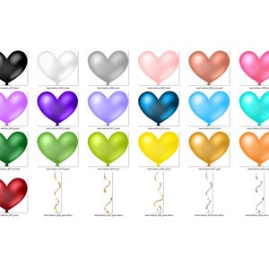 Rainbow Heart Balloons Clipart - Cute Valentine Balloon and Ribbons Png ...