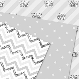 Gray and Silver Glitter Digital Paper, Seamless Scrapbook Patterns ...