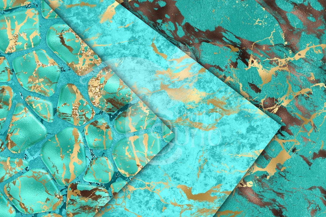 Turquoise Stone Digital Paper Jewel Marble Texture - Etsy