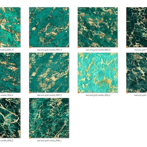 Teal and Gold Marble Digital Paper, Seamless Marble Textures, Printable ...
