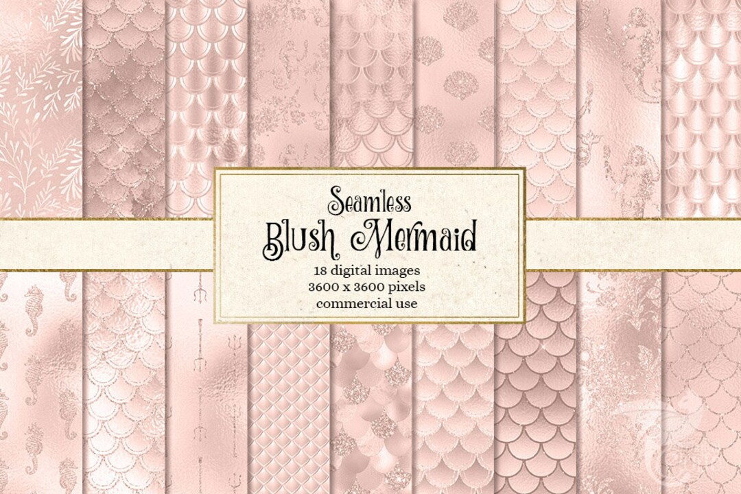 Blush Mermaid Digital Paper, Mermaid Scales, Blush Pink Mermaid Glitter ...