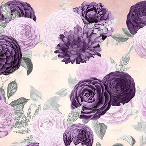 Purple and Silver Floral Bouquets Clipart, Digital Instant Download ...