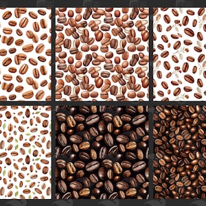 Watercolor Coffee Digital Paper, Seamless Coffee Bean Printable ...