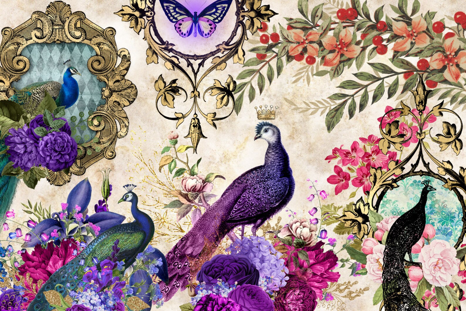 Peacock Dream Digital Paper Seamless Peacock Patterns and - Etsy